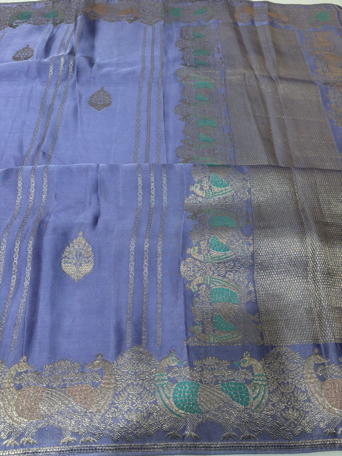 VOILET mashru birds satin silk saree (RRR)nr – House of Raadhvi