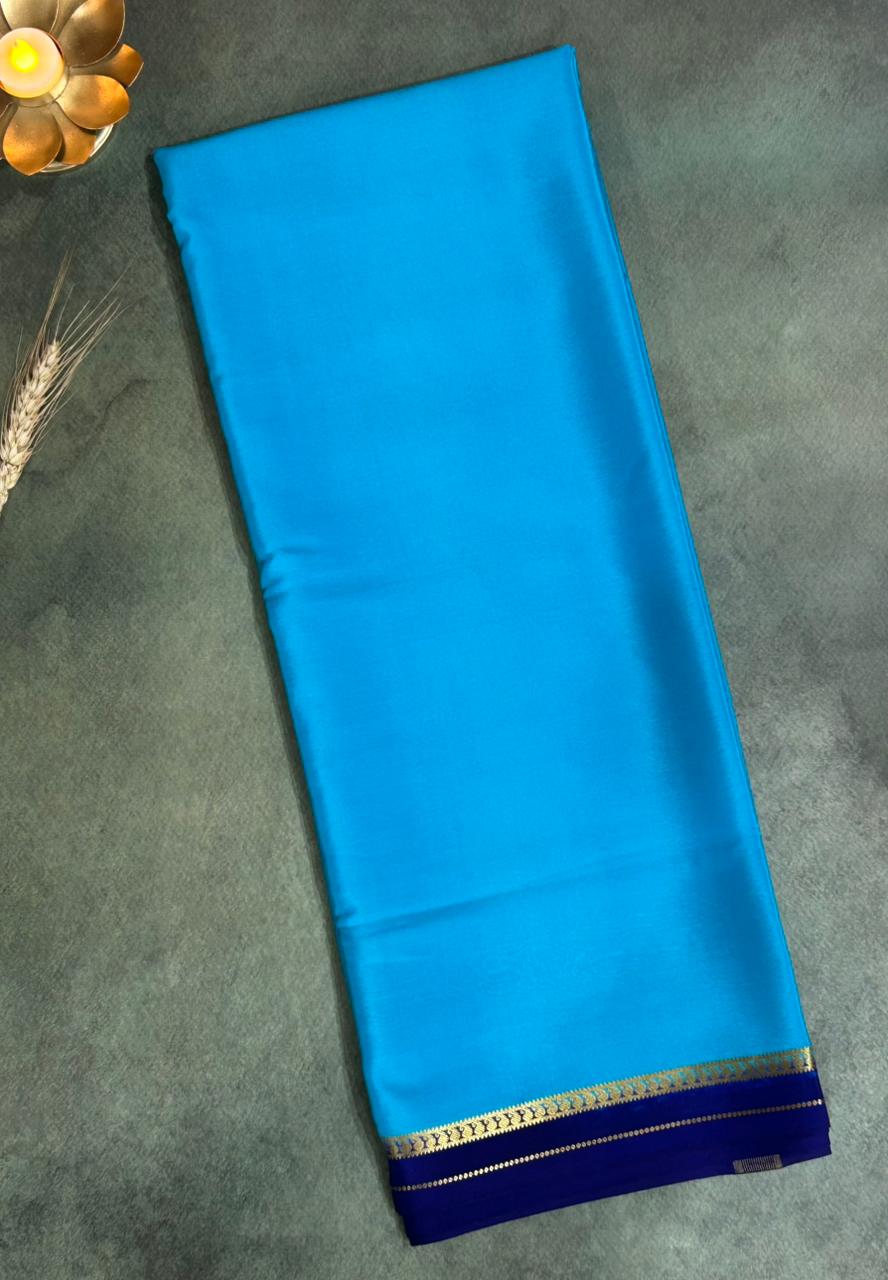 Sky blue one inch border pure mysore silk saree-10 – House of Raadhvi