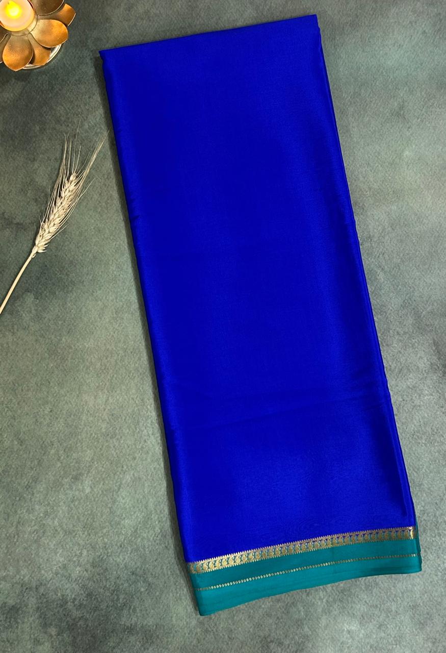 Royal blue one inch border pure mysore silk saree-10 – House of Raadhvi