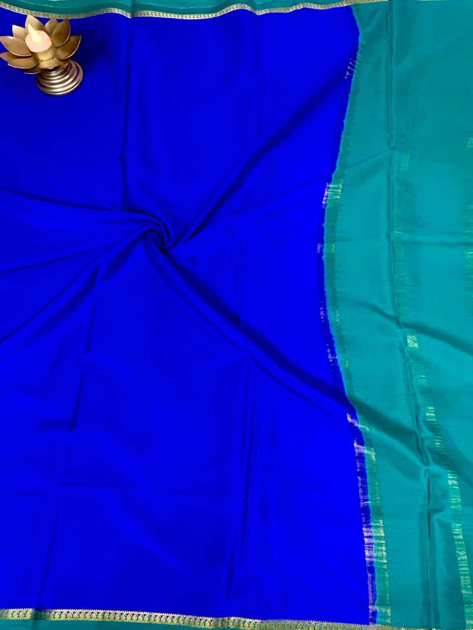 Royal blue one inch border pure mysore silk saree-10 – House of Raadhvi