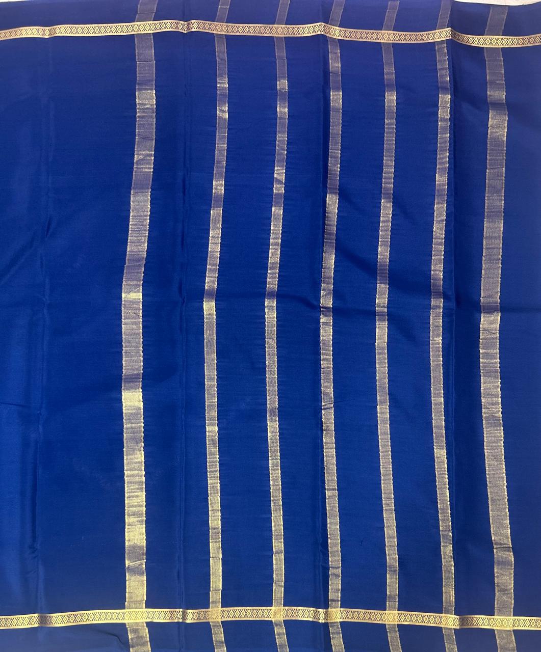 Navy blue one inch small border-11 pure mysore crepe silk saree – House ...