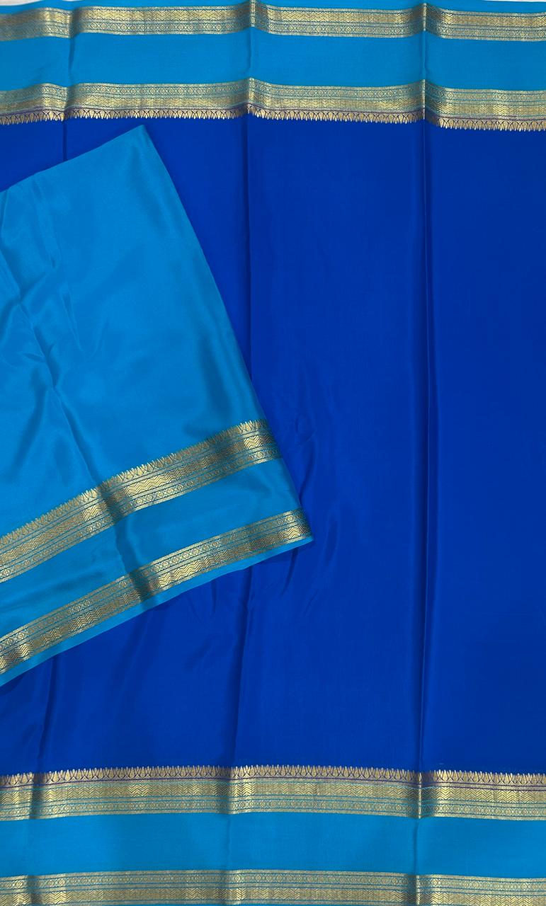 Royal blue bentex border pure mysore silk-12 saree – House of Raadhvi